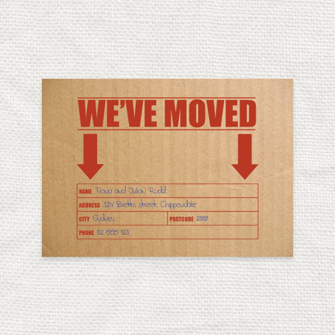 Printable Moving Announcement Cardboard Postcard Look Digital - Etsy