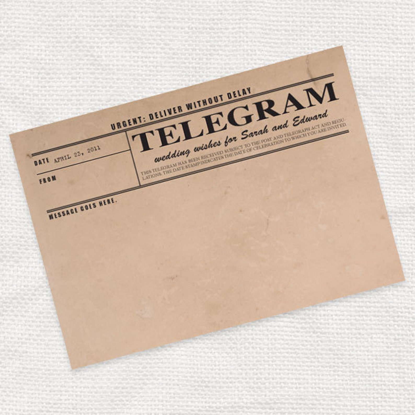 Vintage Telegram Wedding Guest Book Cards - Printable File - Unique ...