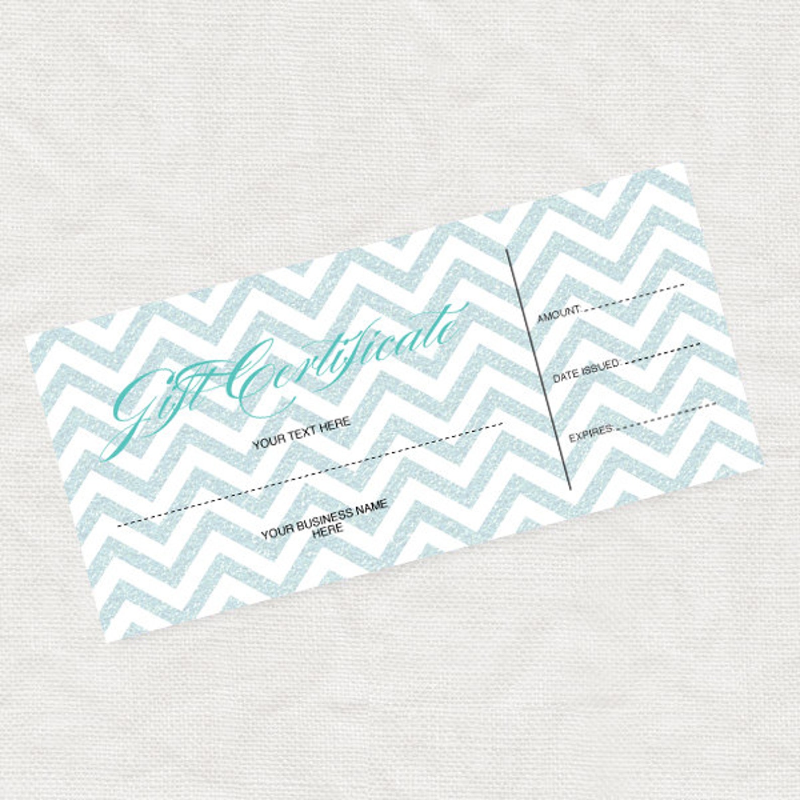 Printable Gift Certificate Turquoise Glitter Chevron Business - Etsy