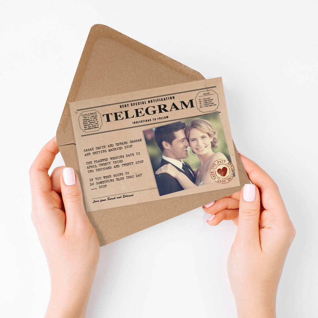 Vintage Telegram Photo Save the Date or Engagement Announcement ...