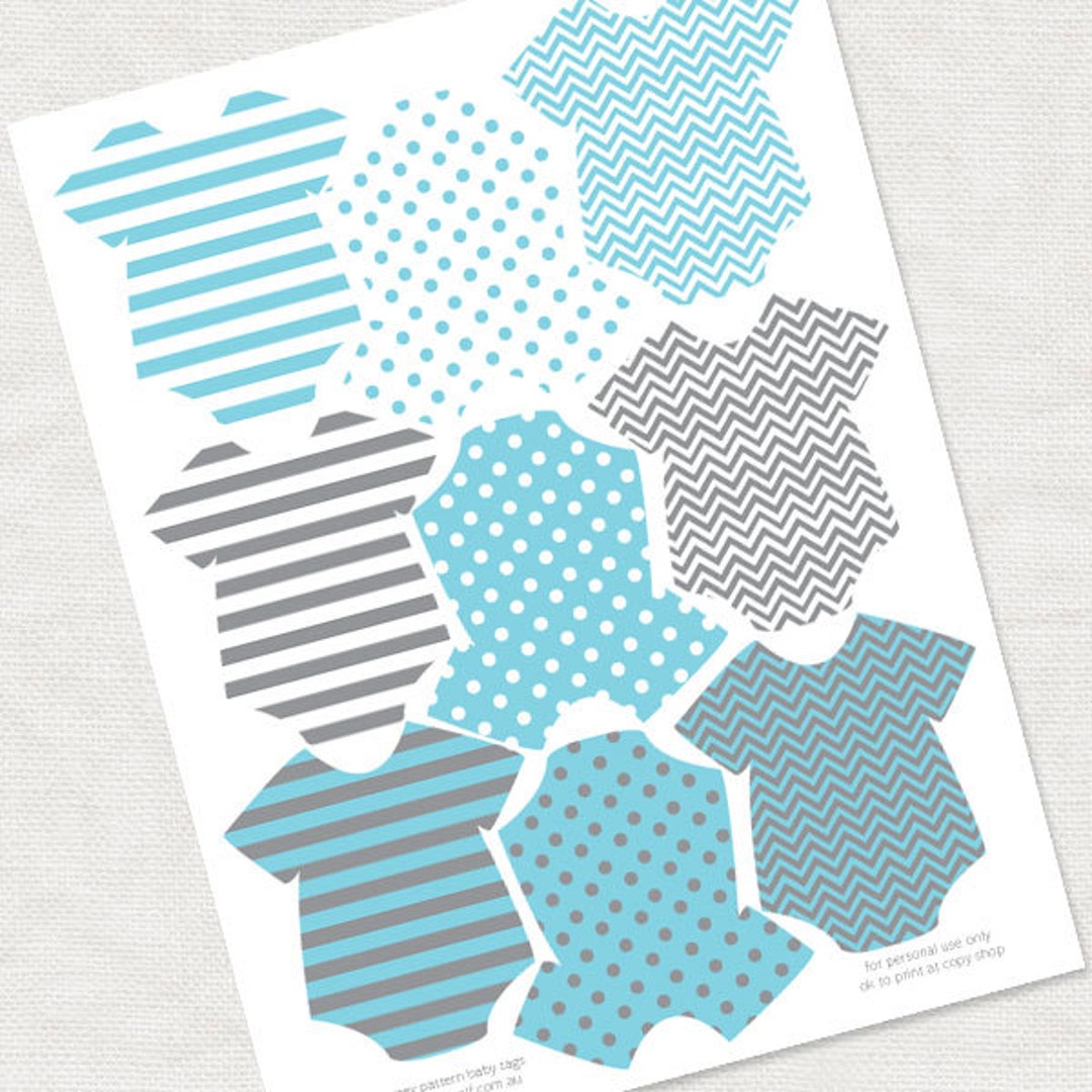 Blue Boy Baby One Piece Tags for Baby Shower Decorations - Printable ...