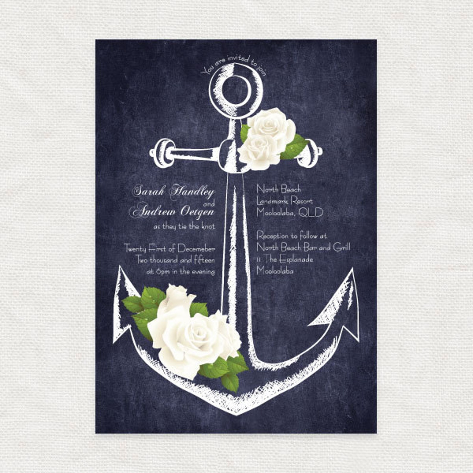 Anchor Printable Wedding Invitation Digital Chalkboard | Etsy