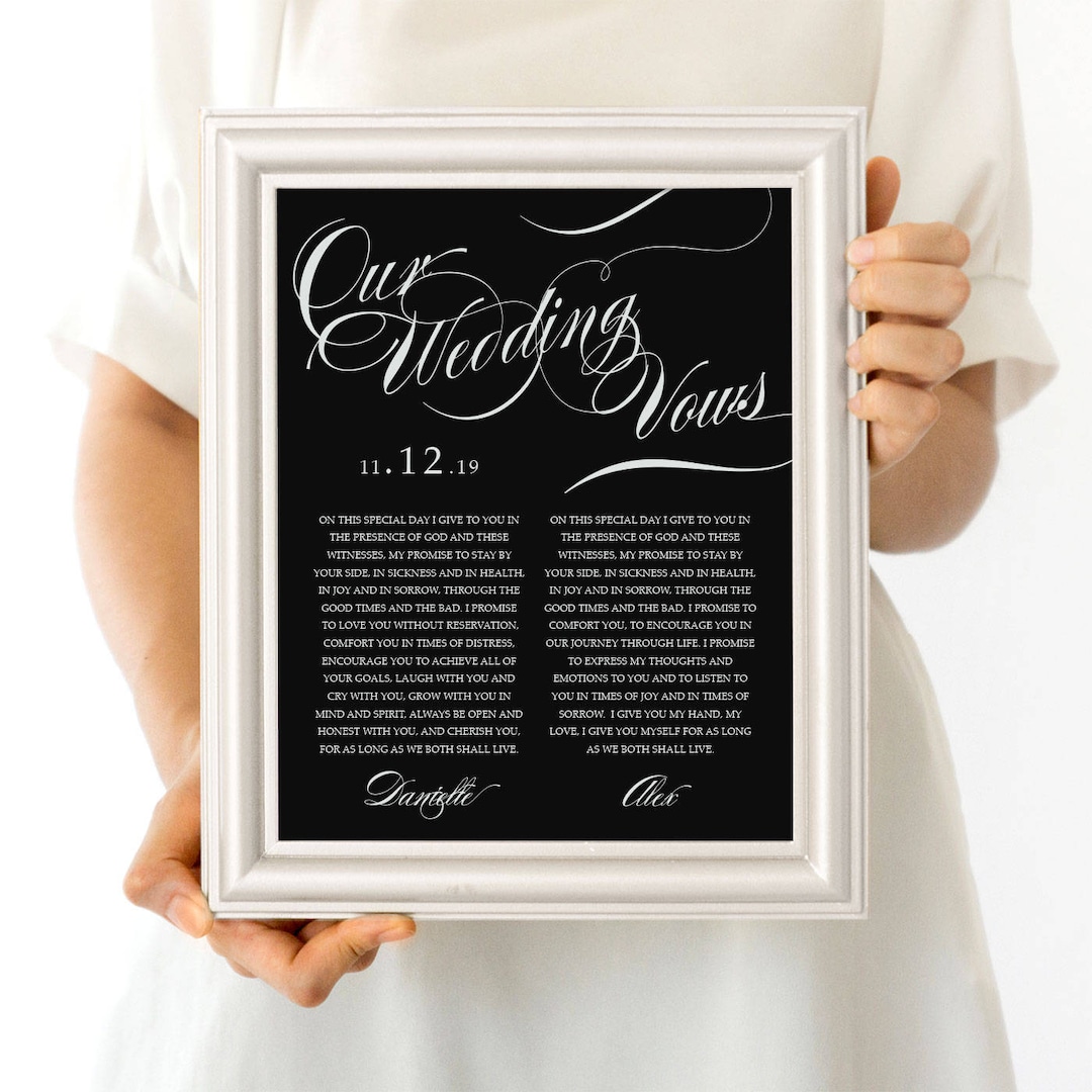 Custom Wedding Vow Artwork - Elegant Calligraphy Prints in Your Choice ...
