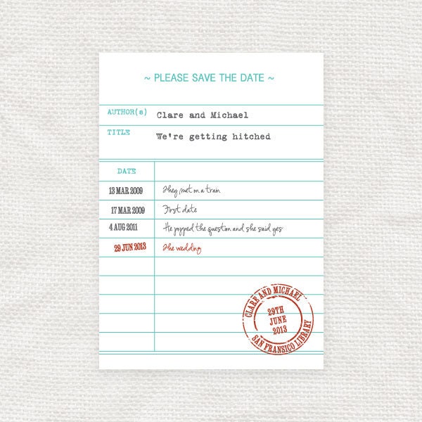 Library Card Save the Date or Engagement Announcement - Etsy