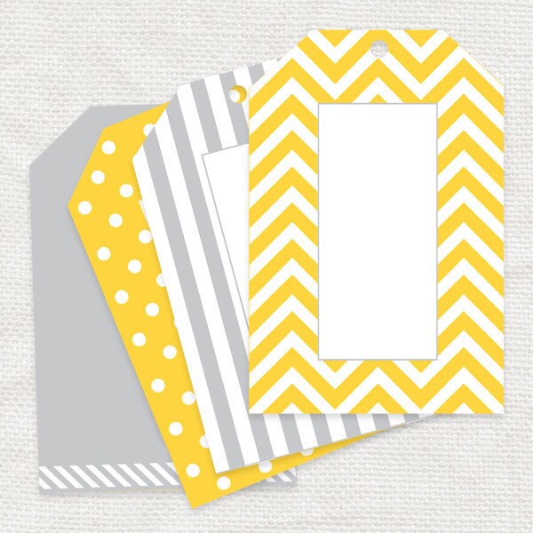 Graphic Gift Tags Chevron Stripes and Dots Printable File | Etsy