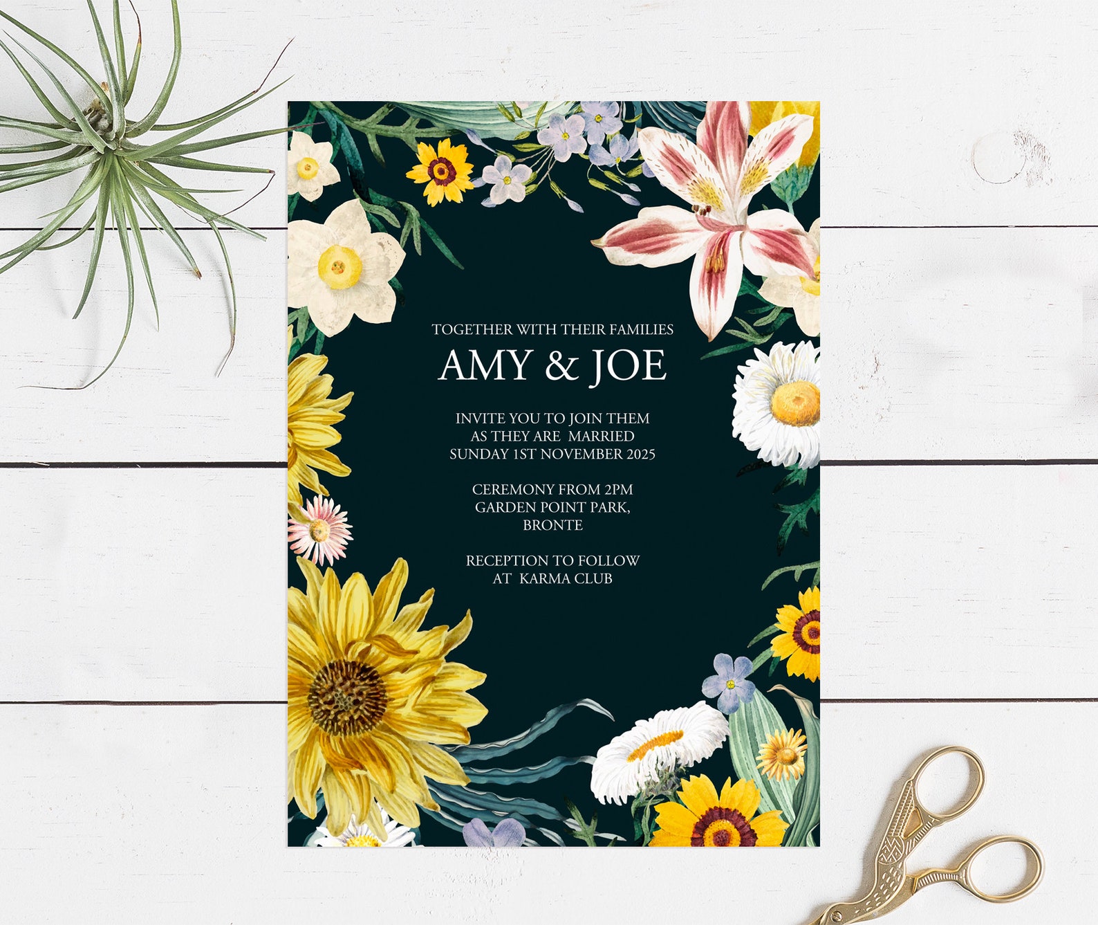 Flower Garden Wedding Invitation Printable File Floral - Etsy