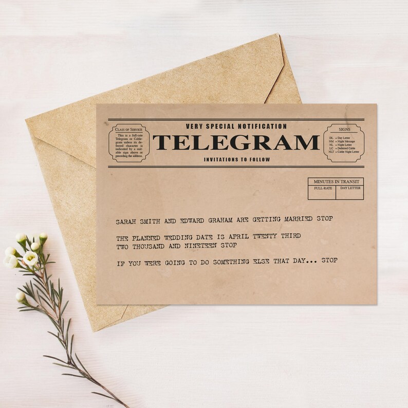 Telegram Save the Date PRINTABLE Telegram Invitation | Etsy