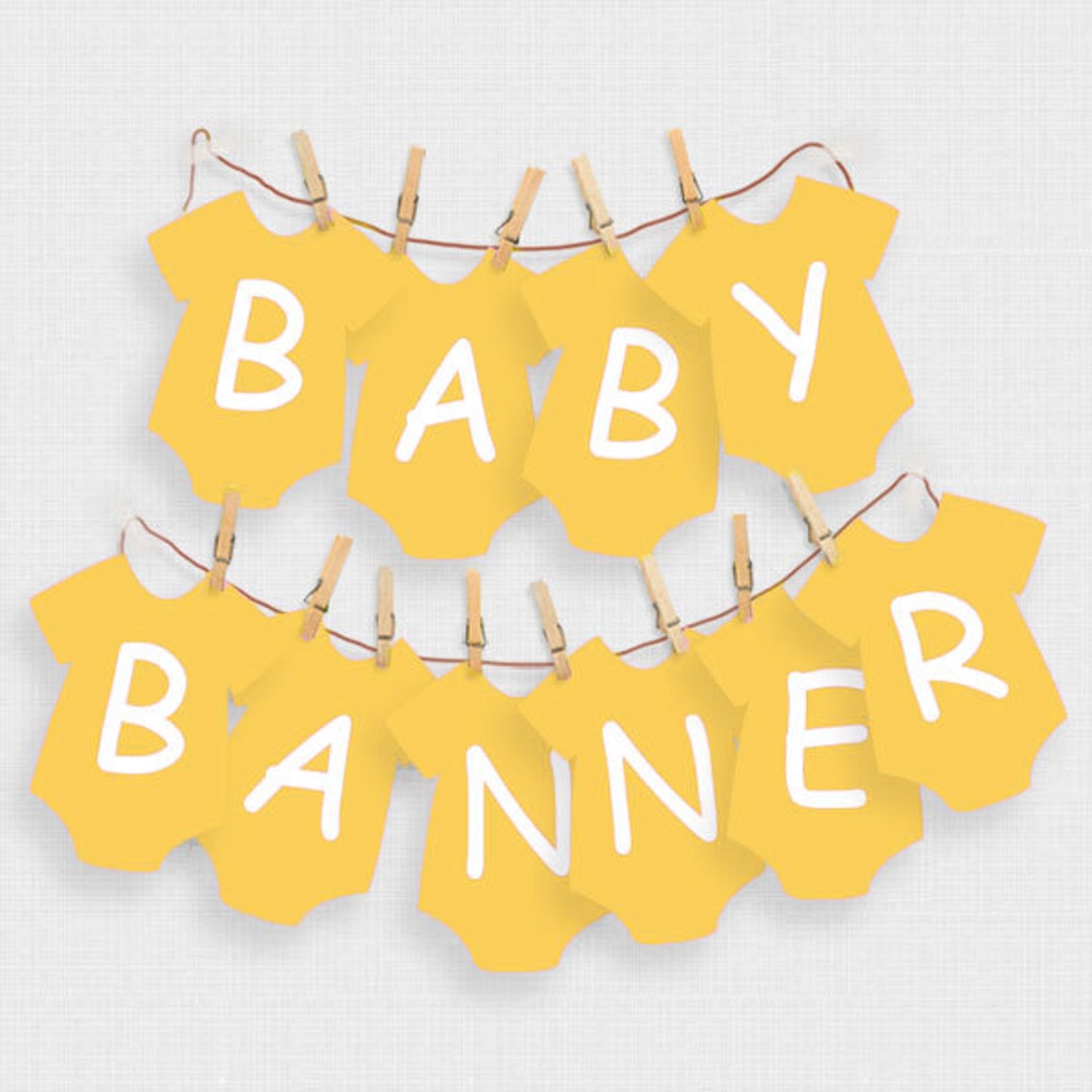 Baby Shower Decorations Printable Download Yellow, Baby One Piece ...