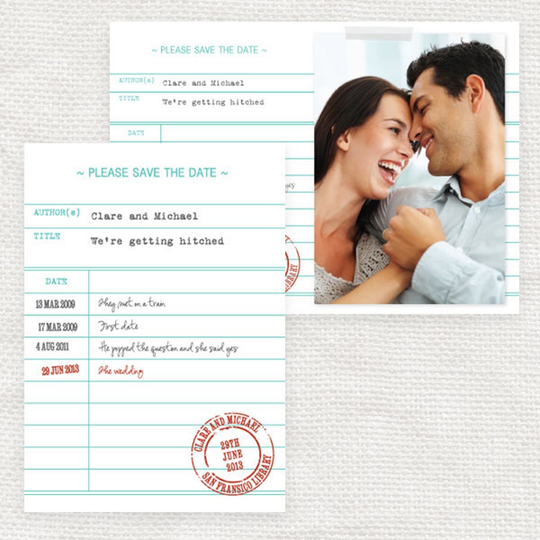 Library Card Save the Date or Engagement Announcement - Printable File ...