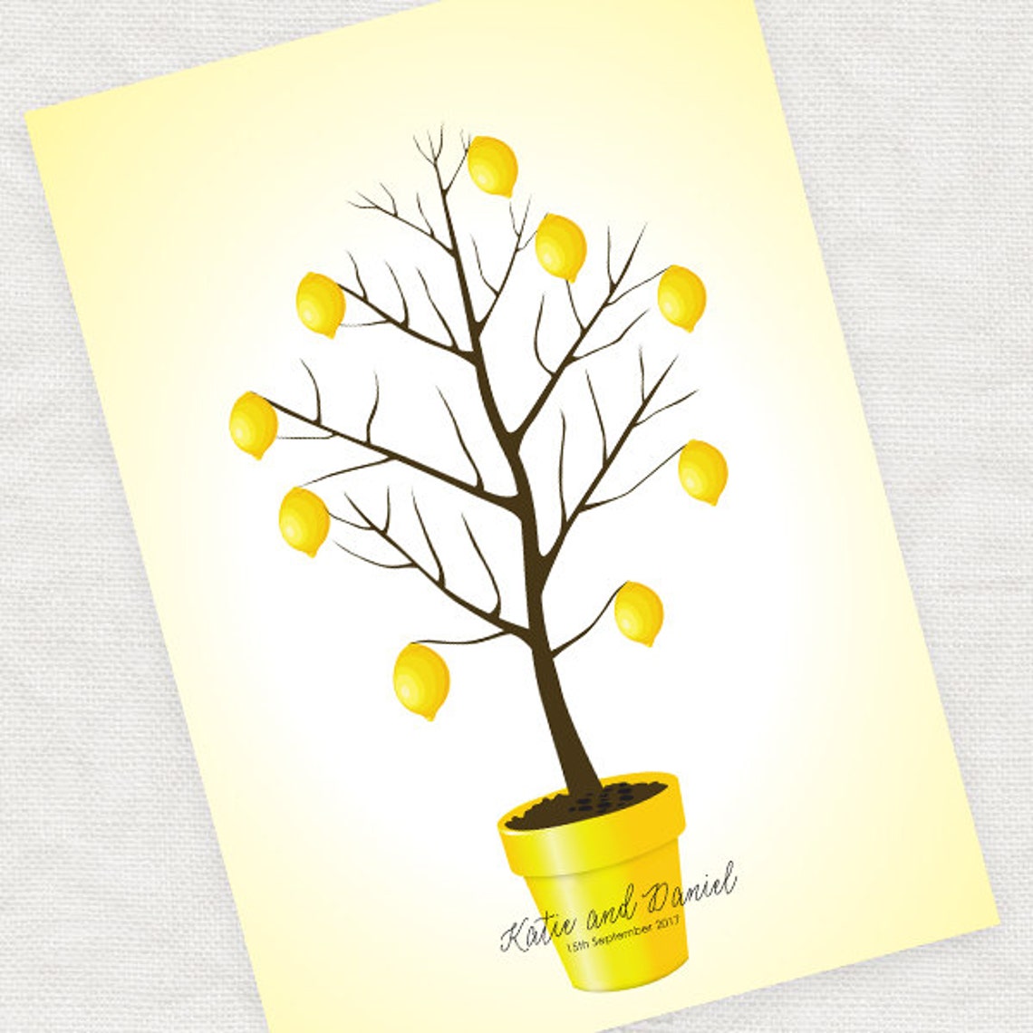 Lemon Tree Wedding Fingerprint Guest Book Printable File | Etsy