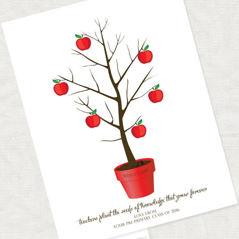 Teacher Appreciation Fingerprint Apple Tree Printable File - Etsy