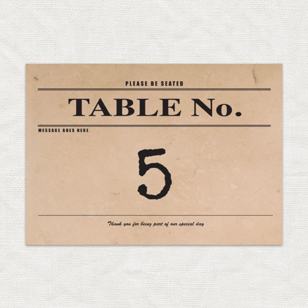 Telegram Printable Table Numbers Download Vintage Style Wedding ...
