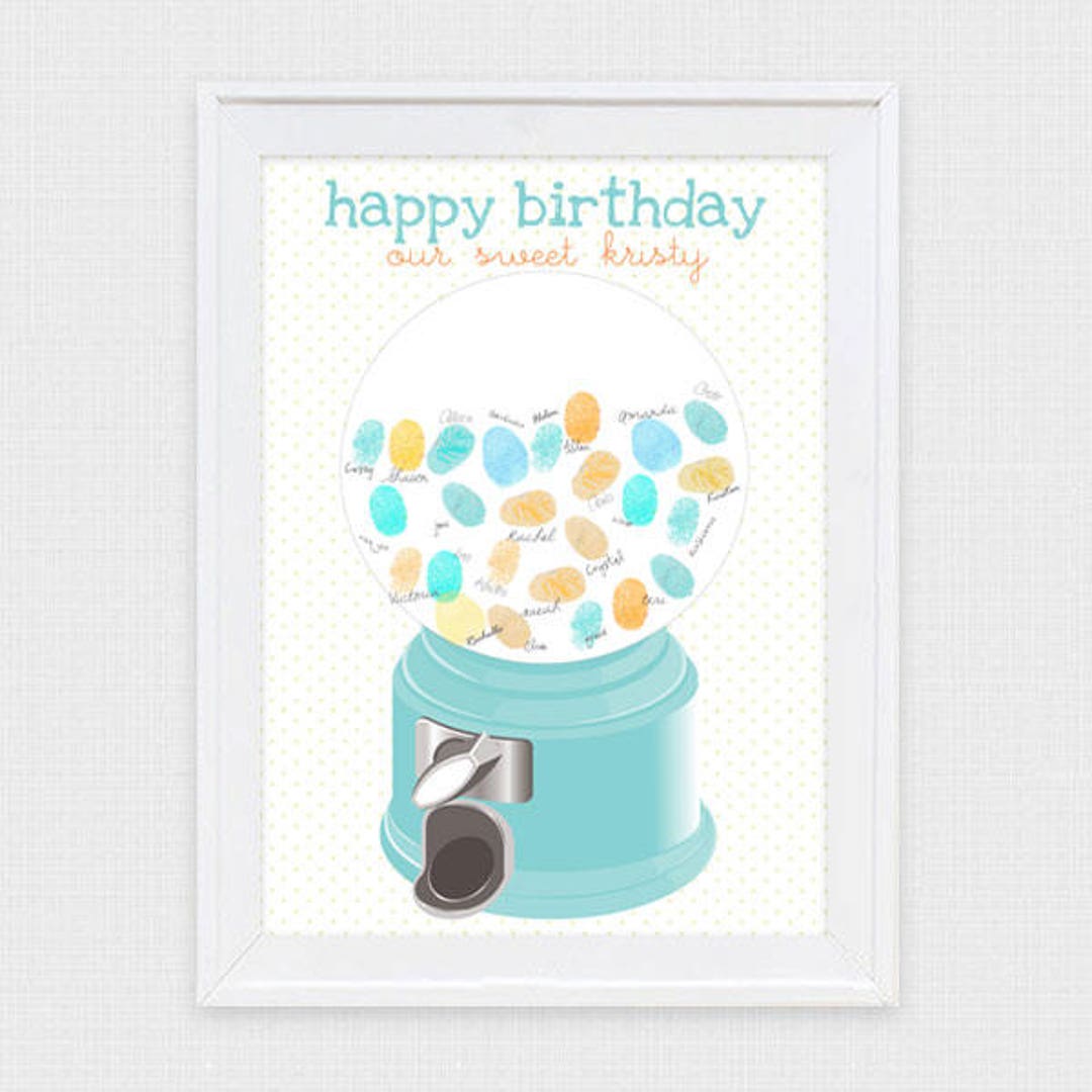 Gumball Machine Fingerprint Guest Book Printable File Birthday, Wedding ...