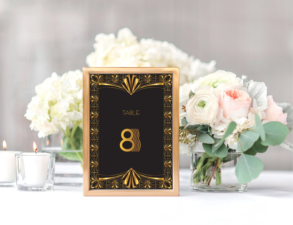Gorgeous gatsby printable art deco table numbers instant | Etsy