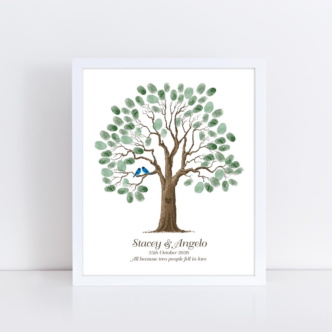 Personalised Wedding Guest Book Tree - PRINTABLE Fingerprint Tree Old ...