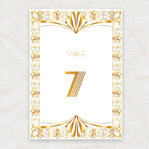 Printable Art Deco Wedding Table Numbers Gorgeous Gatsby | Etsy