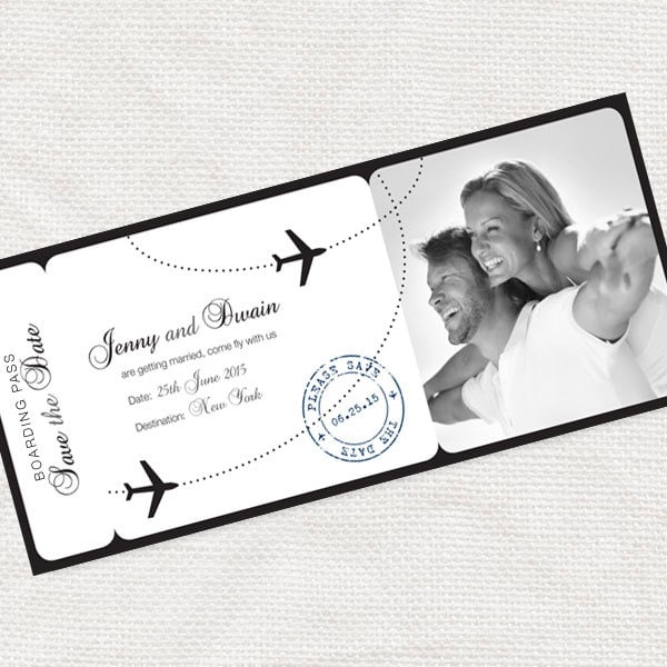Save the Date Plane Ticket - Etsy