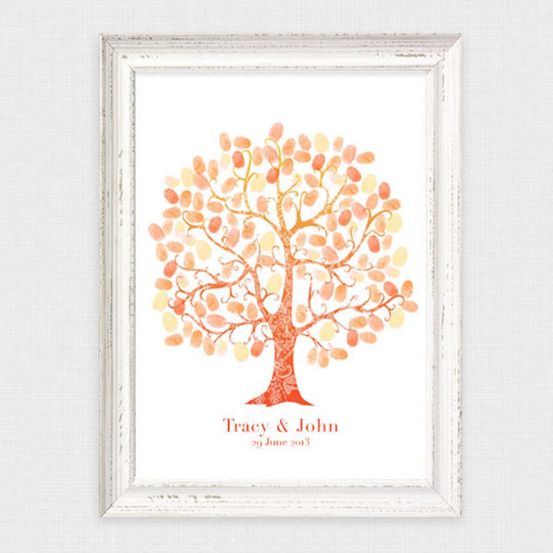 Wedding Fingerprint Guest Book Tree - Diy Printable - Thumbprint ...