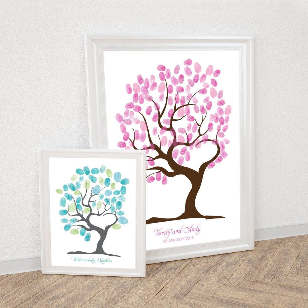 Tree of Love Fingerprint Guest Book Printable Wedding Thumbprint Tree ...