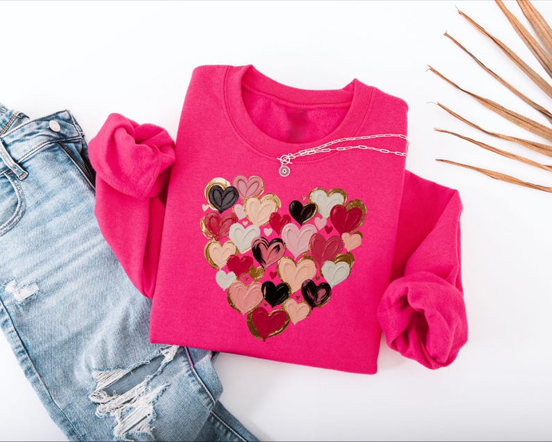 Retro Valentines Heart Sweatshirt, Womens Valentine Shirt, Valentine ...