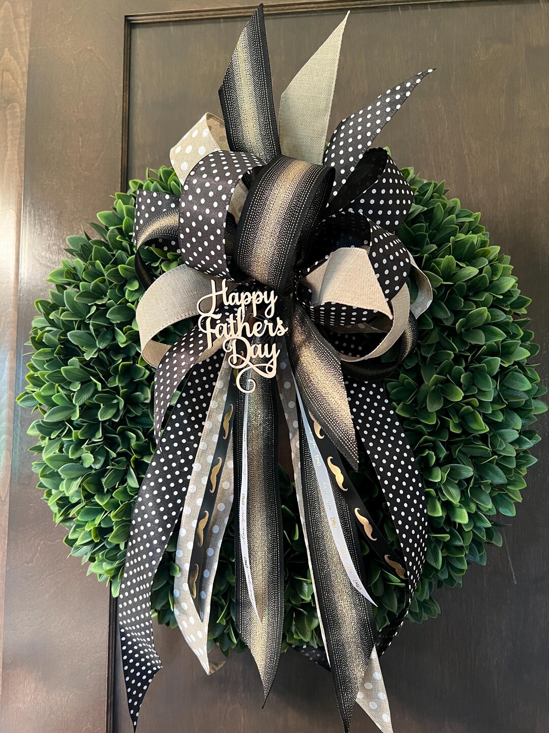 Father's Day Bow: Black & Khaki Wreath Decor, Optional Wood Sign - Etsy