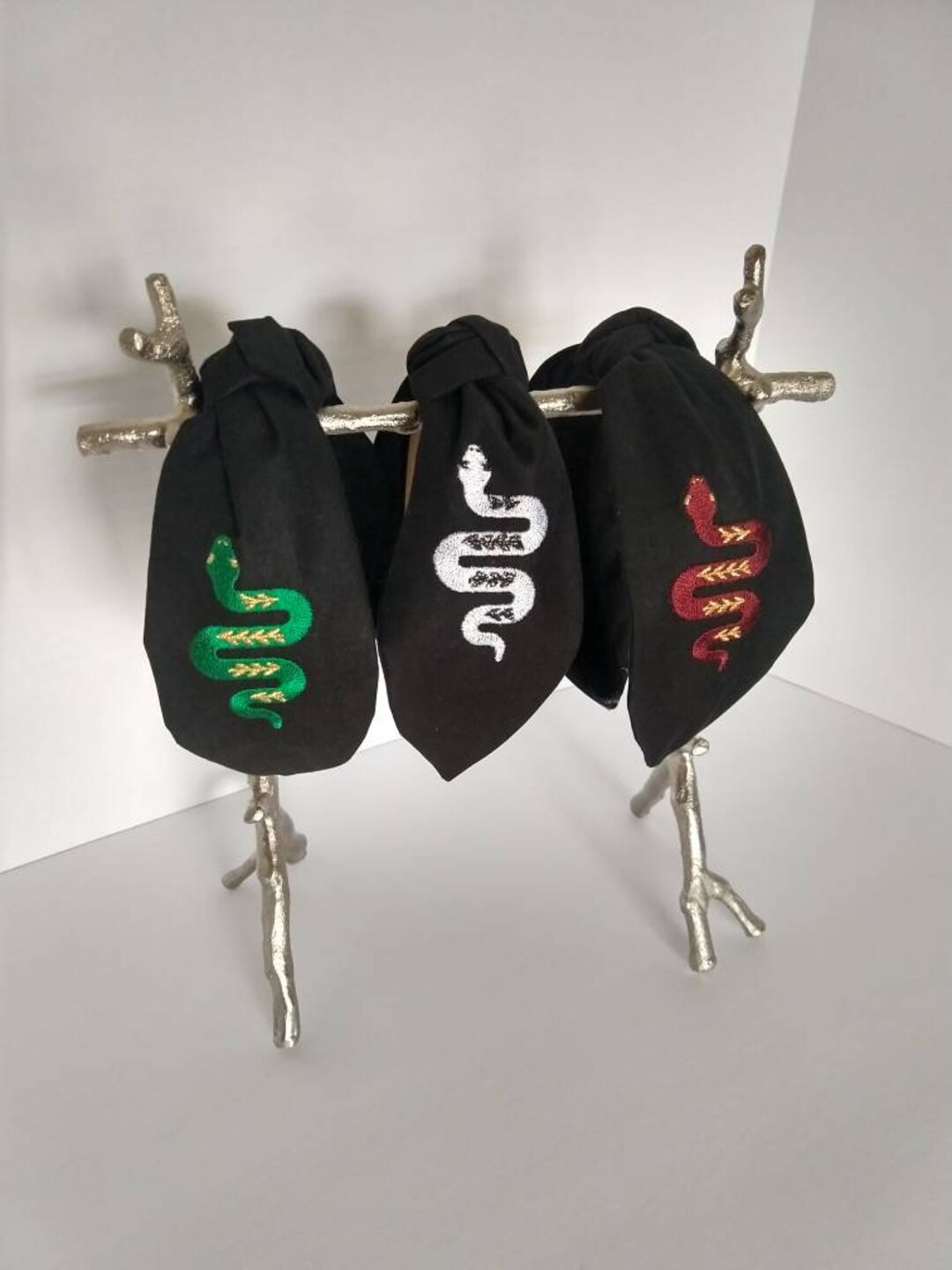 Embroidered Knotted Black Snake With Metallic Headband for - Etsy