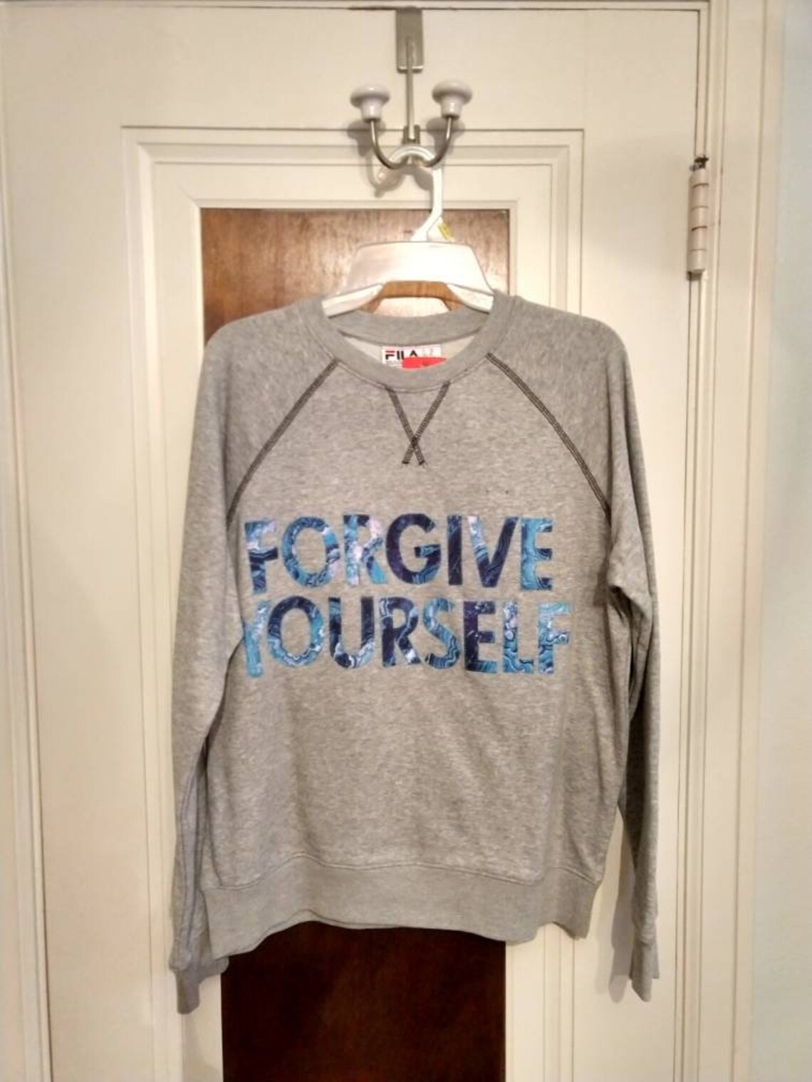 Brand New Forgive Yourself Applique Banner Inspirational Sweatshirt ...