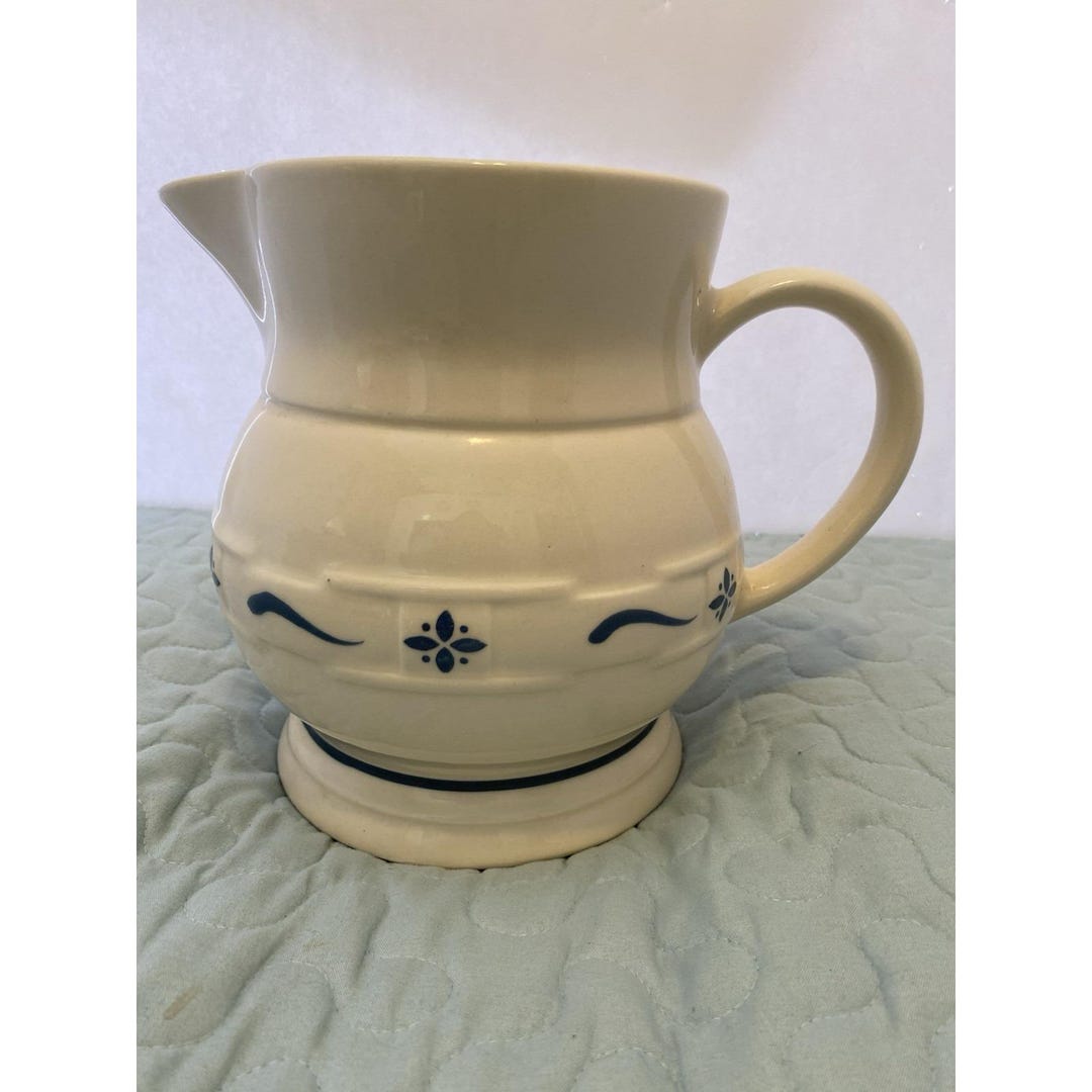 Vintage 1991 Large Longaberger Pitcher. Woven Traditions. Blue Classic ...
