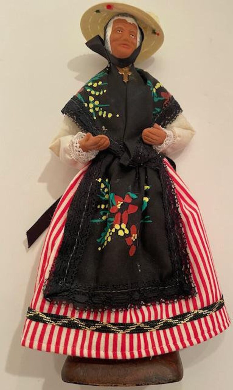 Santons Yolande Terra Cotta Clay Doll Figurine, Religious Woman With ...