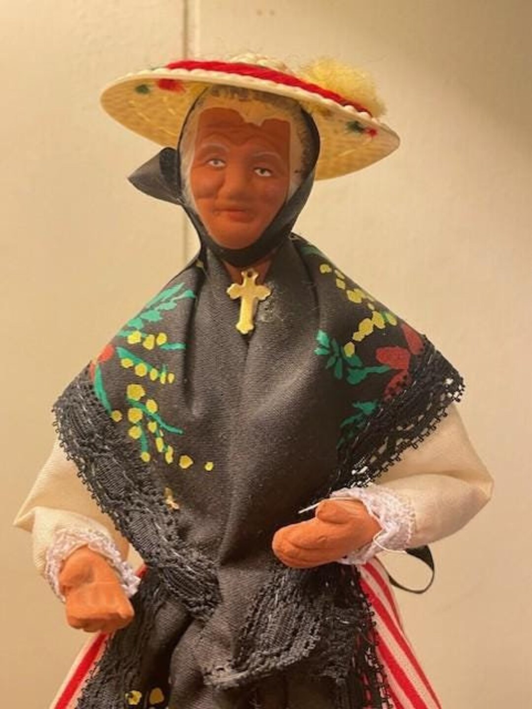 Santons Yolande Terra Cotta Clay Doll Figurine, Religious Woman With ...