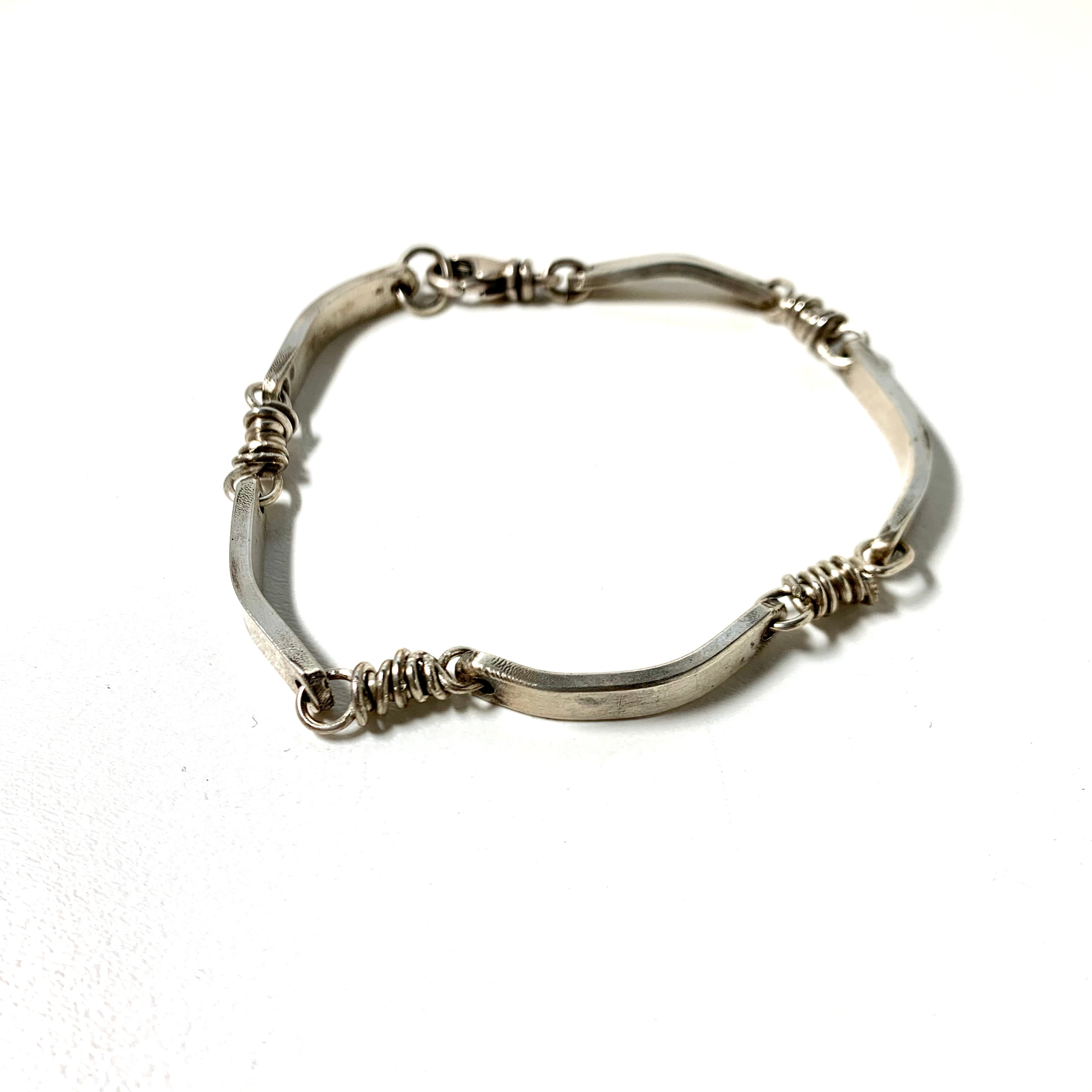 Sterling Silver Rustic Textured Segments Links Bracelet Can Be ...