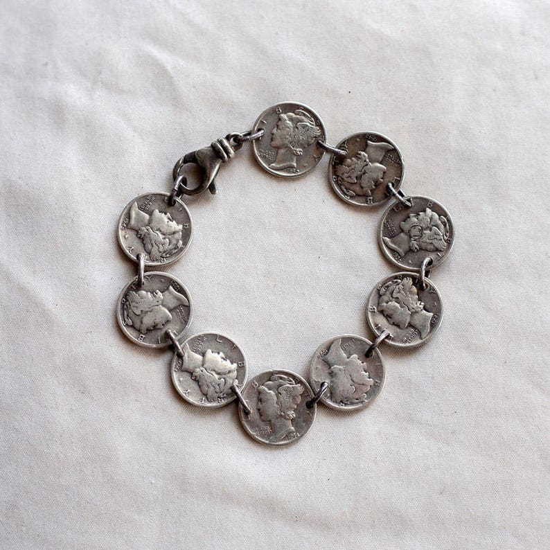 Vintage Silver Mercury Dime Bracelet | Etsy