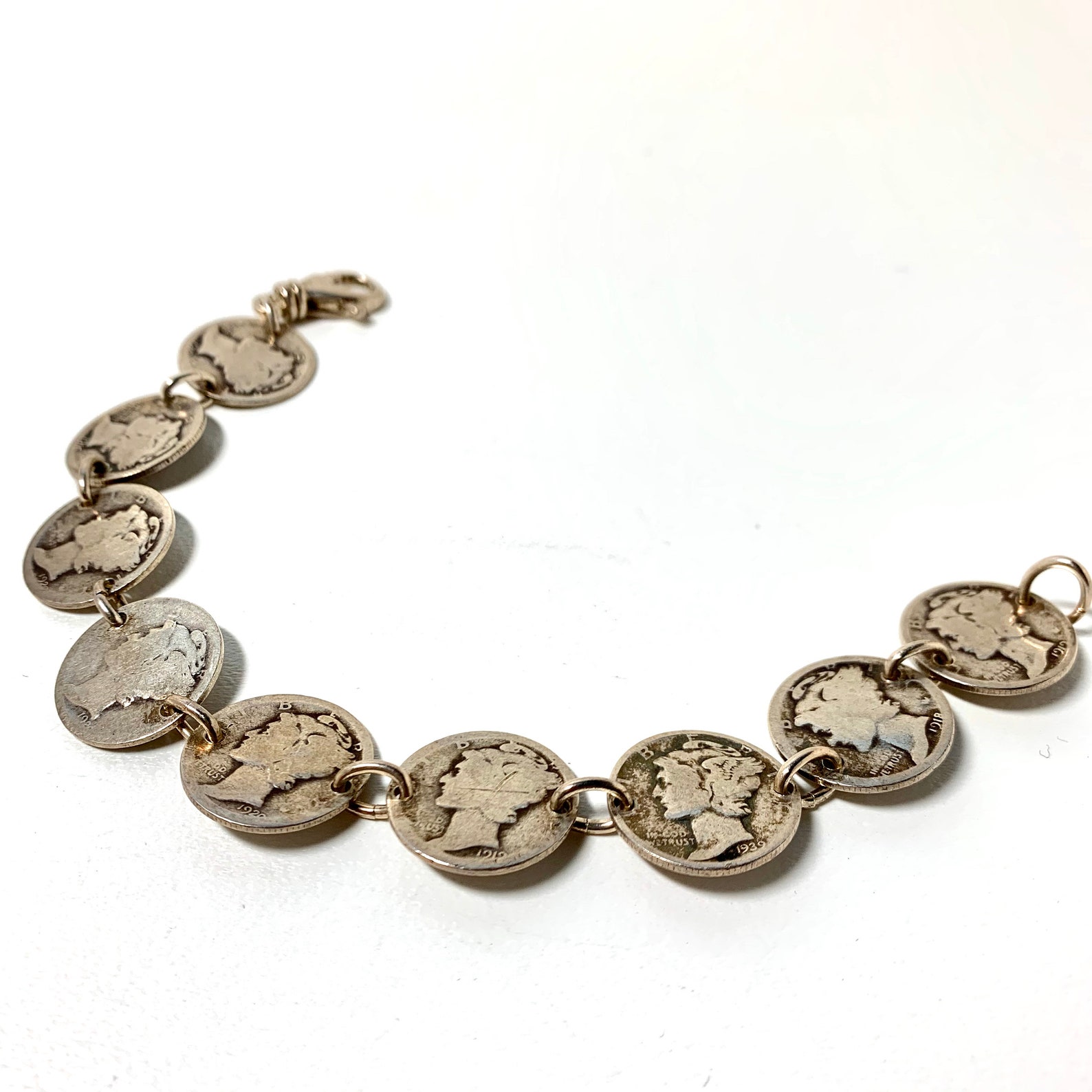 Vintage Silver Mercury Dime Bracelet - Etsy