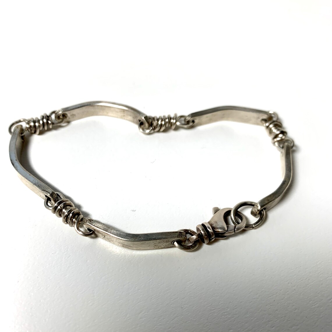 Sterling Silver Rustic Textured Segments Links Bracelet Can Be ...