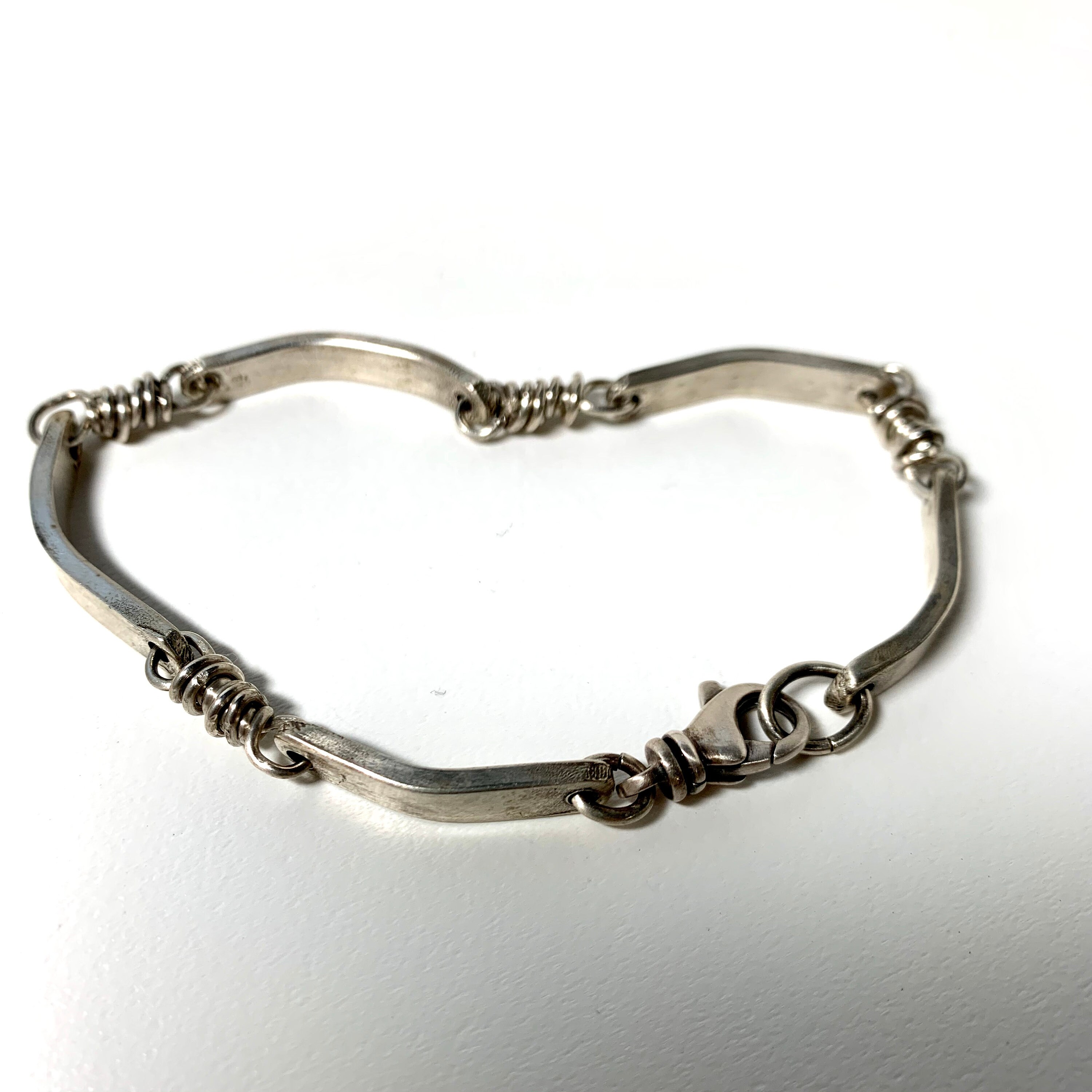 Sterling Silver Rustic Textured Segments Links Bracelet Can Be - Etsy