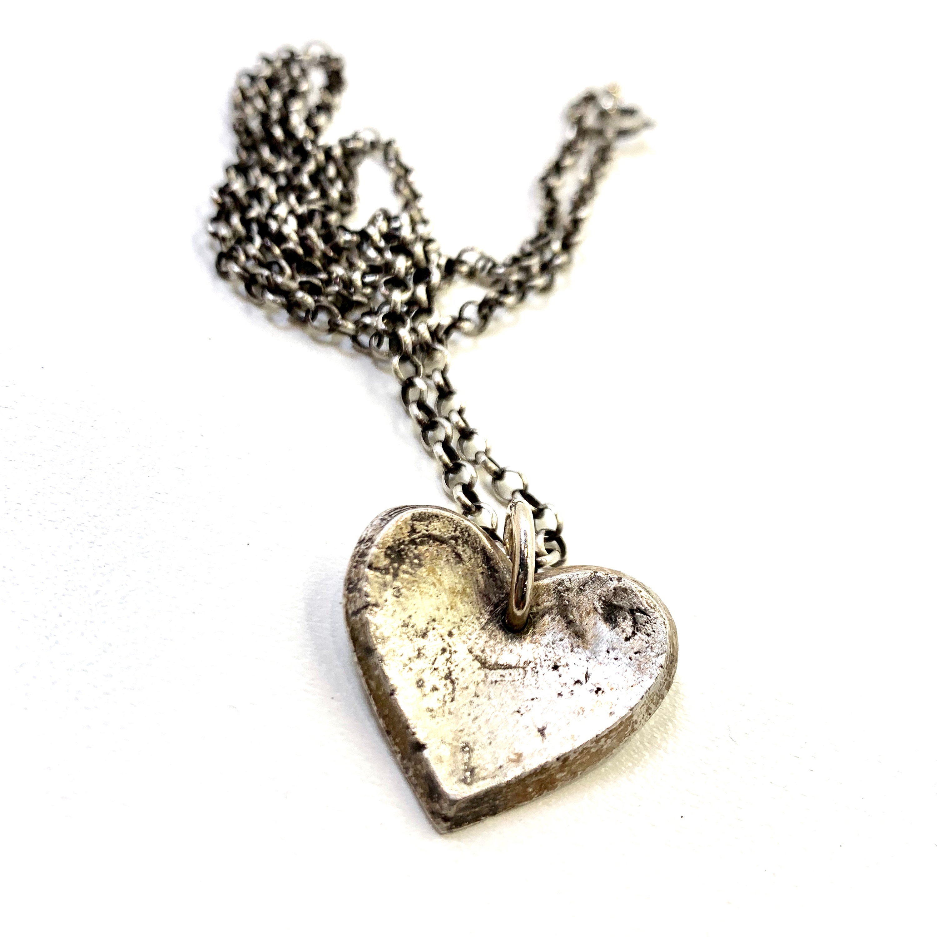 Amulet Series Hand Cast Heart Pendant Sterling Silver Necklace - Etsy