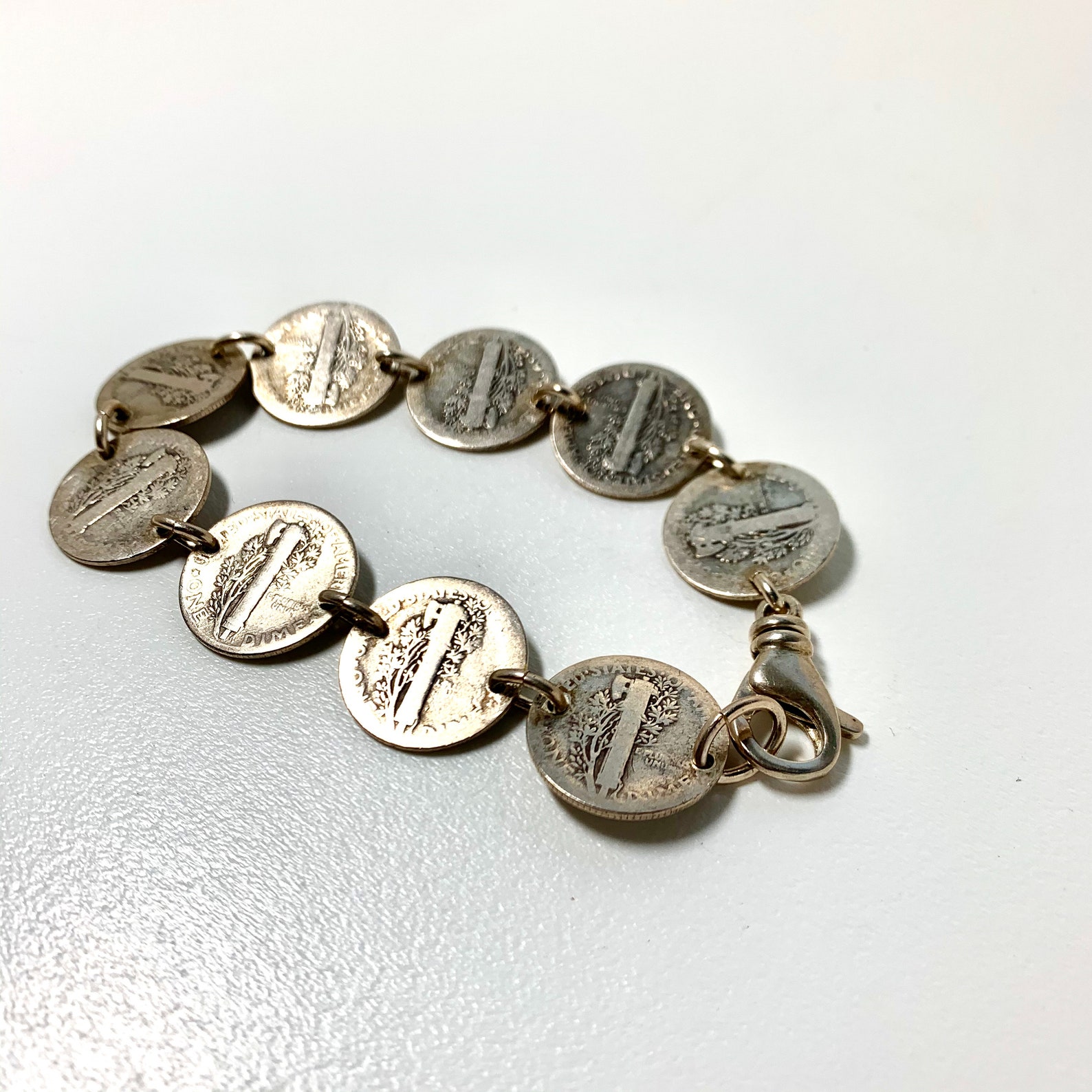 Vintage Silver Mercury Dime Bracelet - Etsy