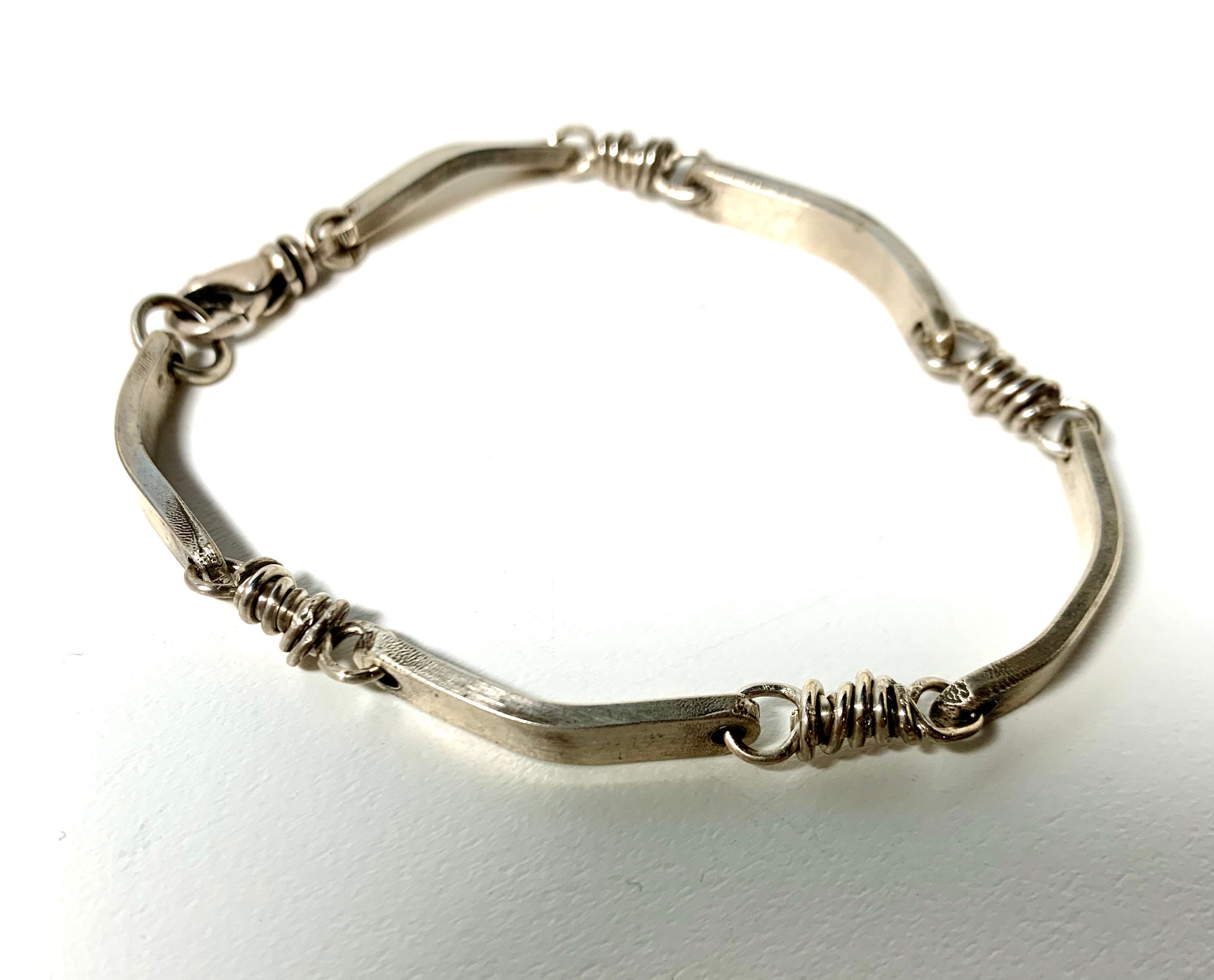 Sterling Silver Rustic Textured Segments Links Bracelet Can Be ...