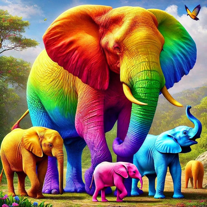 Colored Elephants - Etsy