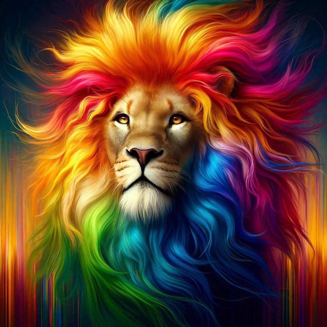 Lion With Colored Mane1 - Etsy