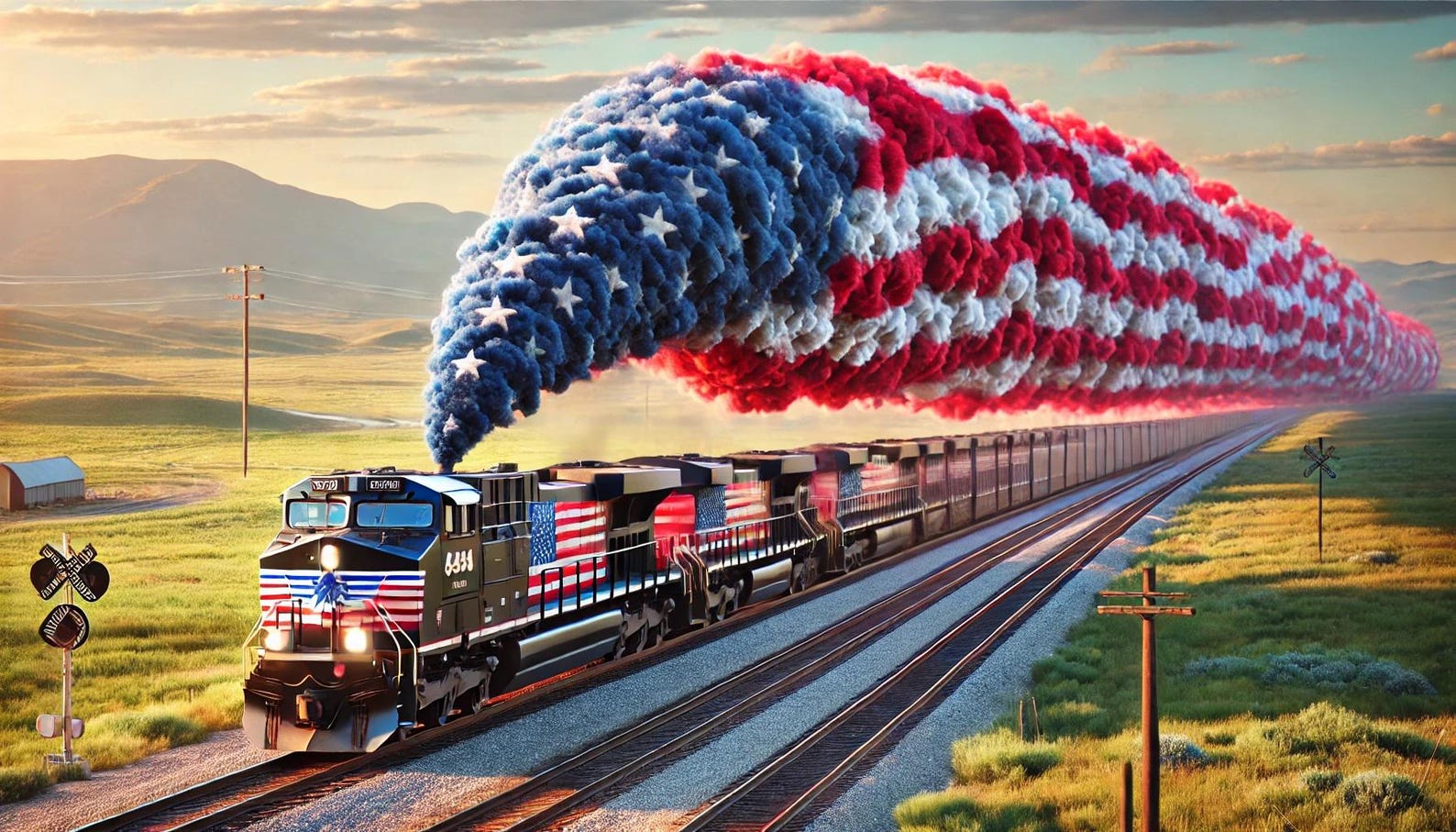 Freight Train US Flag From the Exhaust - Etsy