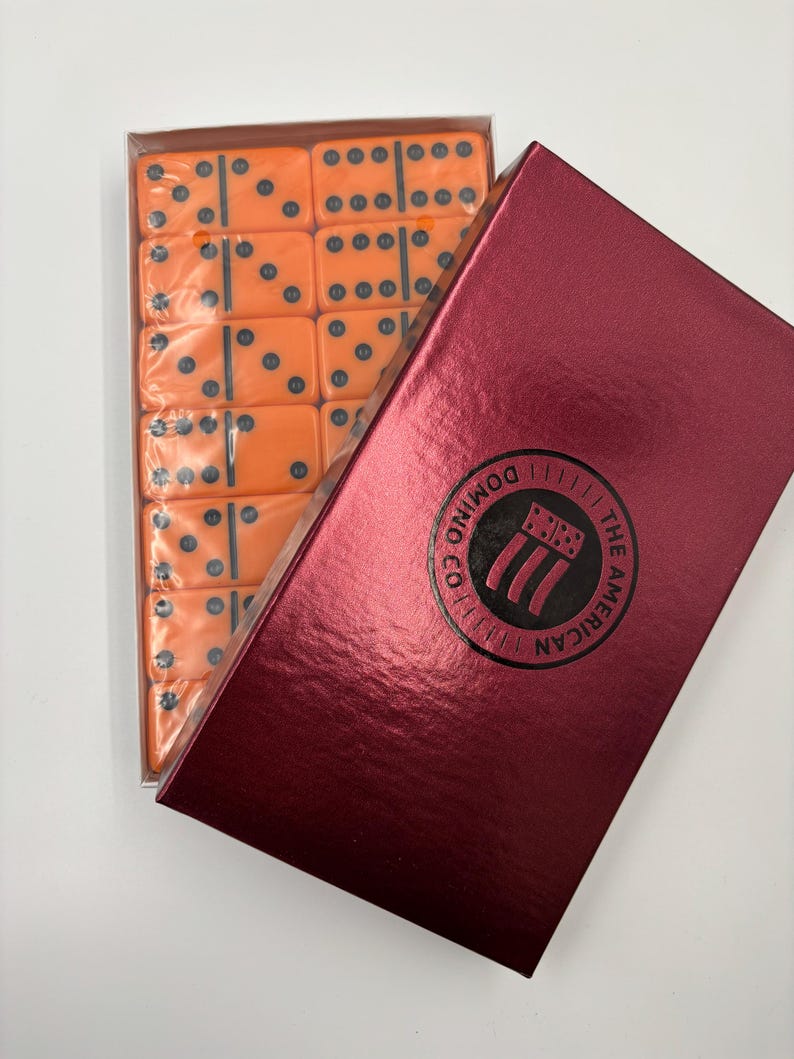 Double Six Jumbo Without Spinner Orange Dominoes in Gift Box - Etsy