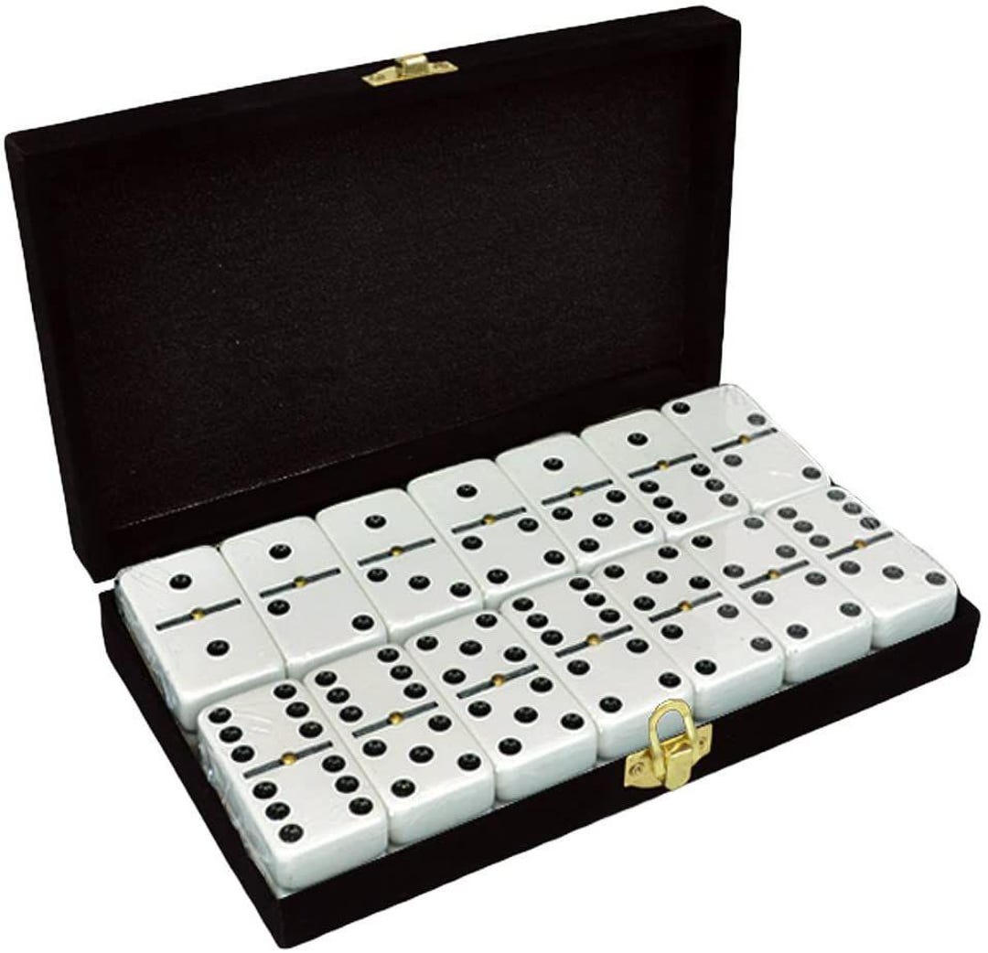 Double Six White Dominoes With Spinner in Velvet Case - Etsy