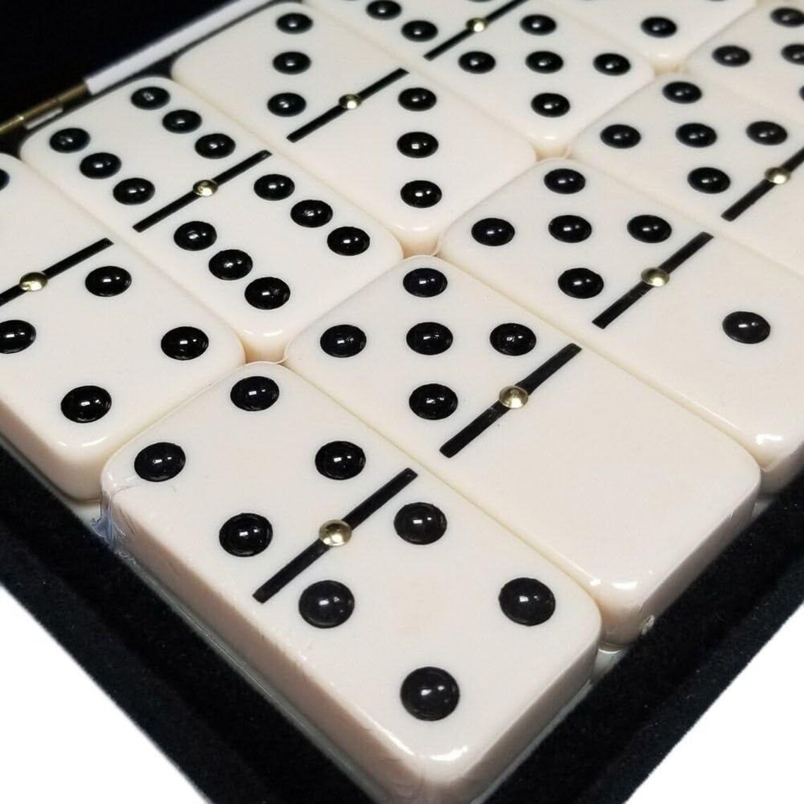 Double Six White Dominoes With Spinner in Velvet Case - Etsy