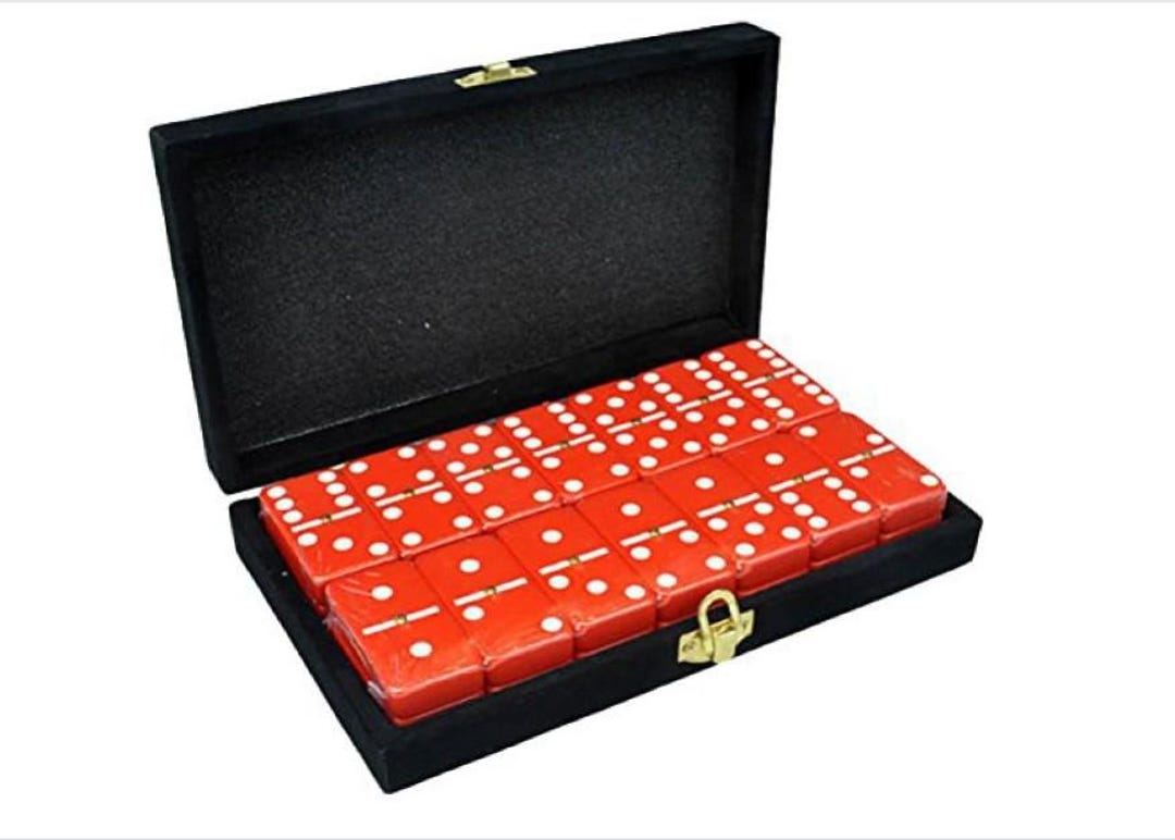 Double Six Red Dominoes With Spinner in Velvet Case - Etsy