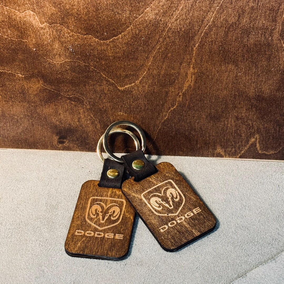 Wooden Keychains With Genuine Leather for DODGE - Etsy
