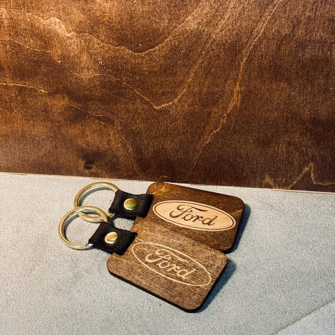 Wooden Keychains With Genuine Leather for Ford - Etsy