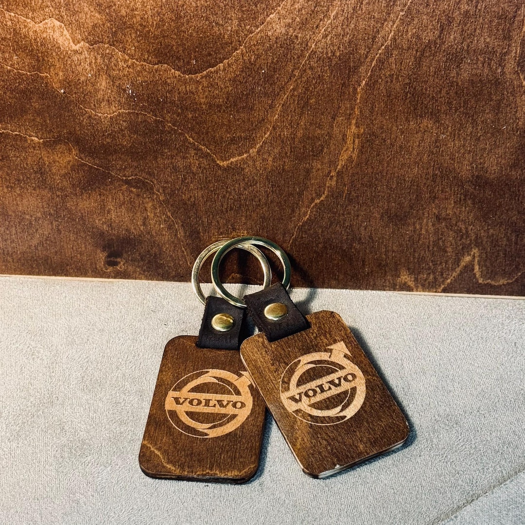 Wooden Keychains With Genuine Leather for Volvo. - Etsy