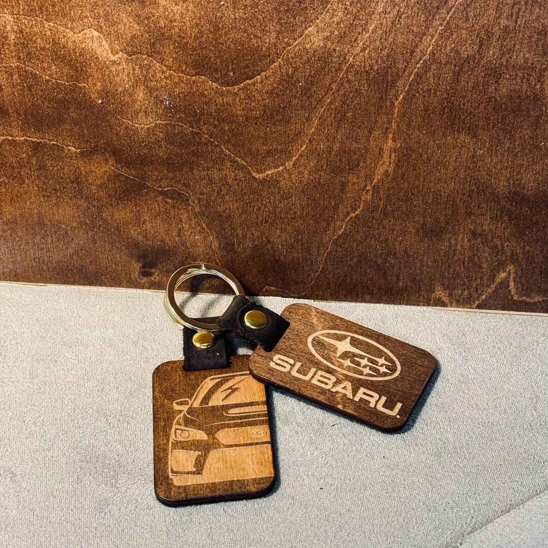 Wooden Keychains With Genuine Leather for Subaru - Etsy