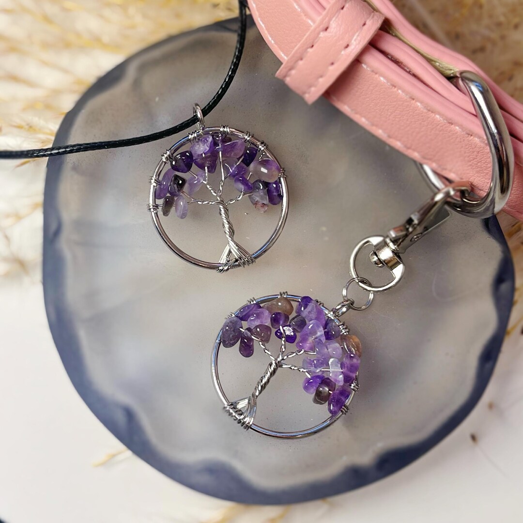 Amethyst Tree of Life Pet Charm,owner Matching Crystal Necklace,crystal ...